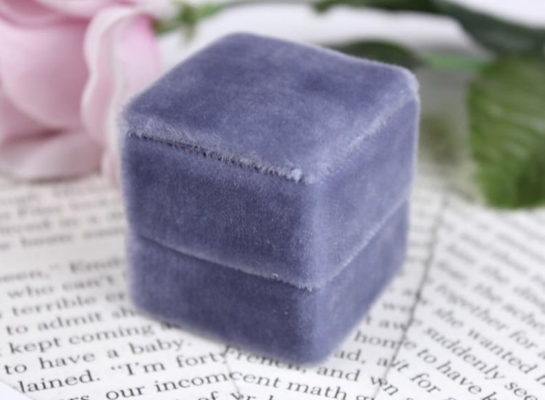 Vintage Ring Box Blue Velvet Ring Box Engagement Ring Box - Etsy