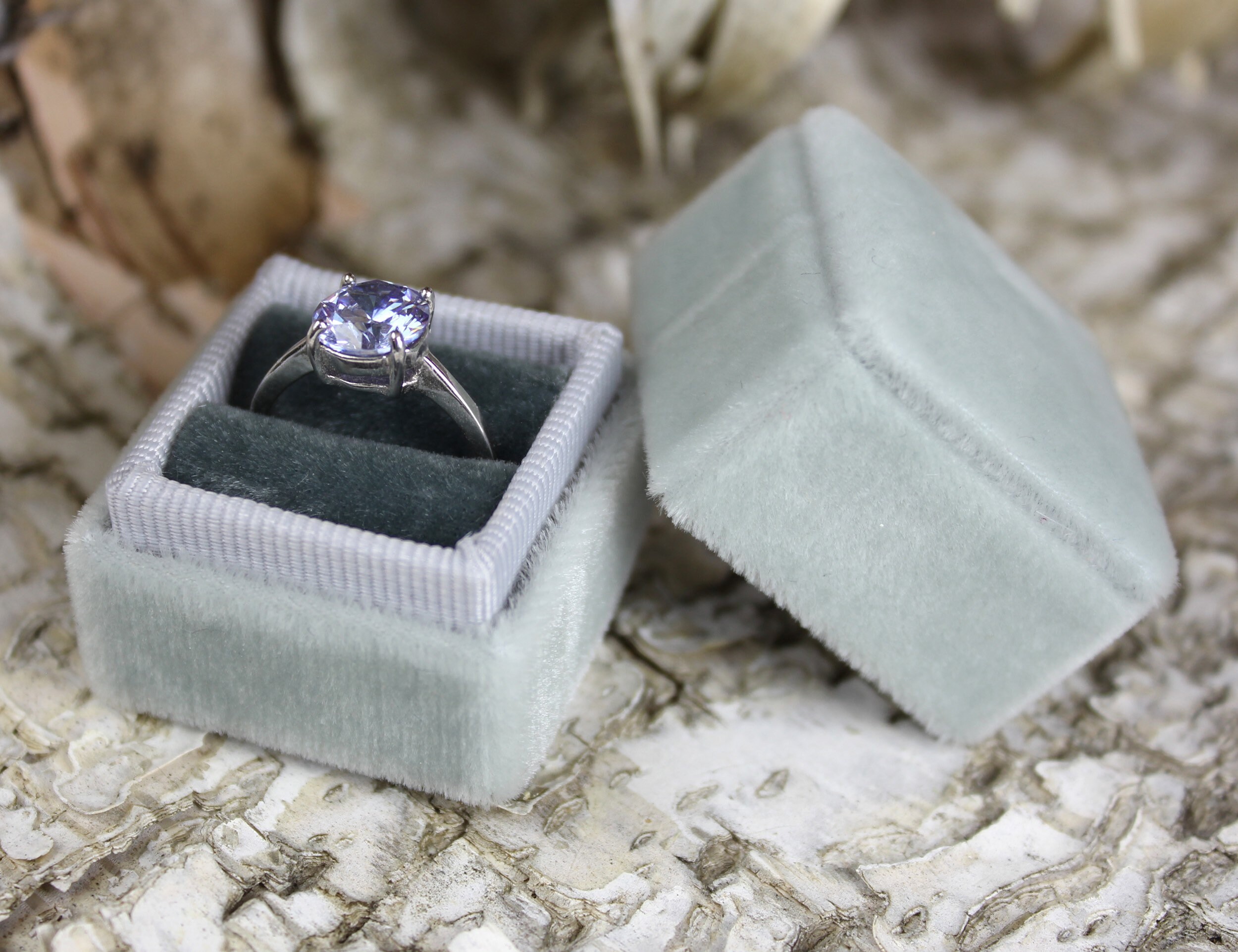 Wedding Ring Box Velvet Ring Box Vintage Ring Box Gray Ring | Etsy