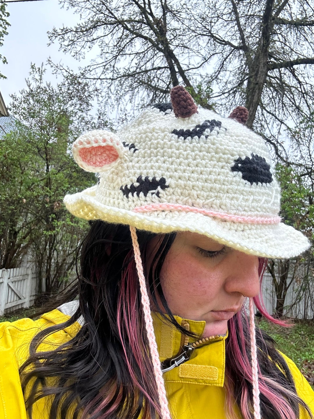 Handmade Crochet Cow Bucket Hat - Etsy