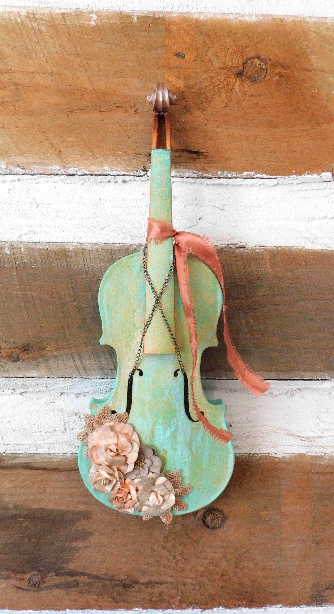 Hand Painted Violin Wall Decor Upcycled Recycled OOAK Wall Art ...