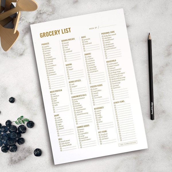 Printable Grocery List - Etsy