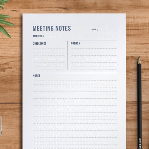Meeting Notes Notepad With Agenda Attendees Notes and | Etsy