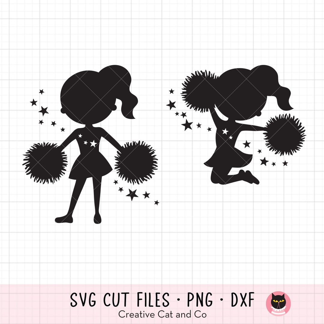 Cheerleader Silhouette SVG PNG DXF Files for Cricut and Silhouette ...