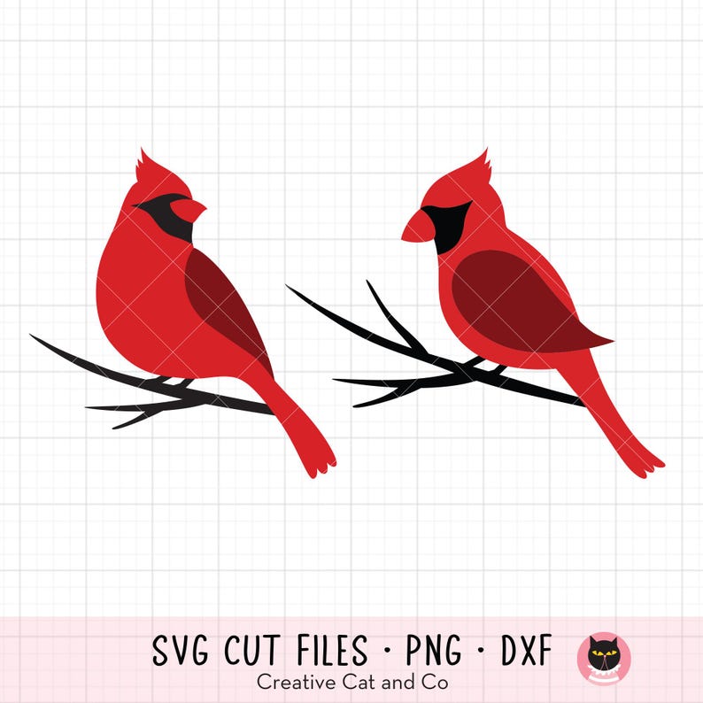 Red Cardinal SVG PNG DXF Clipart | Holoday Cardinal Birds on Tree ...
