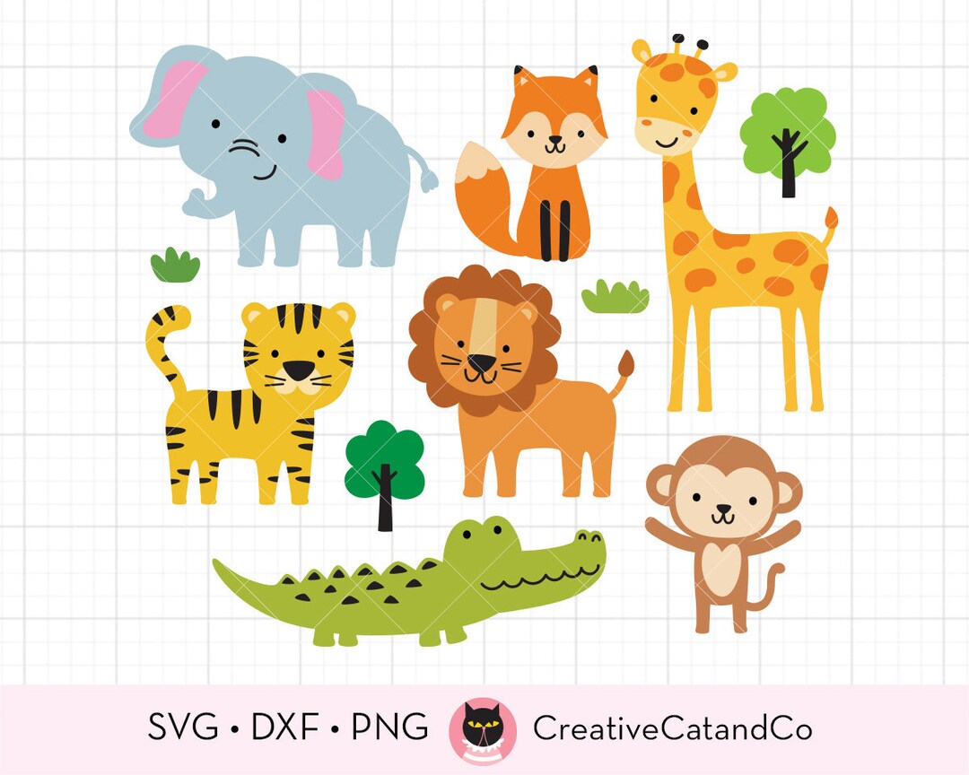 Jungle Animals SVG Set, Safari Animals SVG Bundle, Wild Animals, PNG ...
