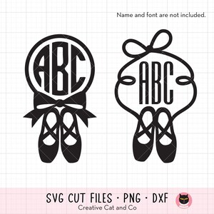 Ballet Shoe Monogram Frame SVG PNG - Personalizable Round Frame ...