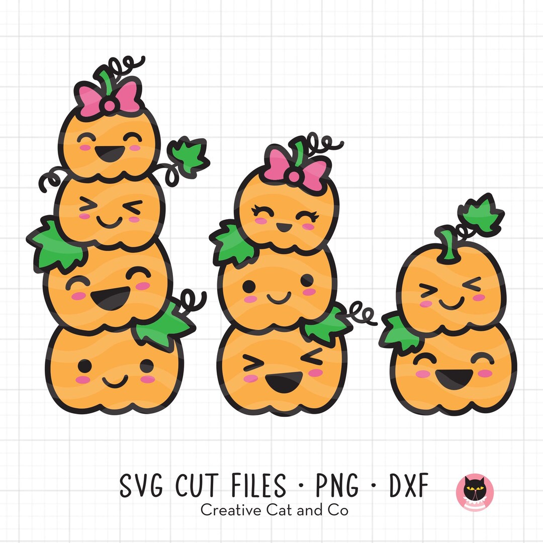 Fall Pumpkin Stack With Faces SVG PNG, Cute Thanksgiving Pumpkins Piles ...