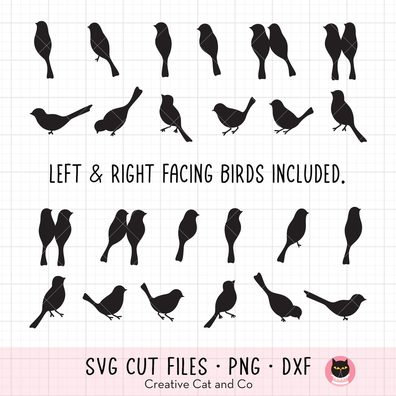 Perching Bird Silhouette SVG PNG DXF Bundle | Minimalist Perched Birds ...
