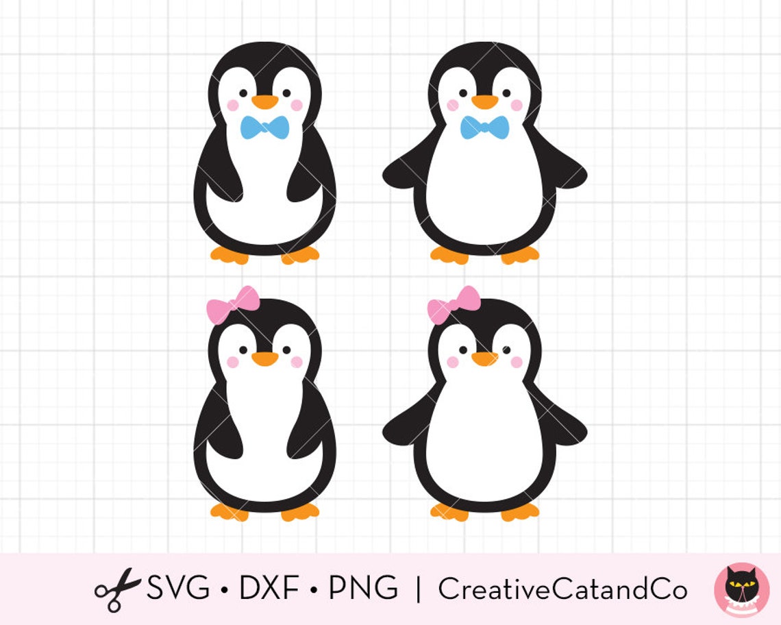 Penguin SVG DXF File Penguin Monogram Svg Dxf File for Cricut - Etsy