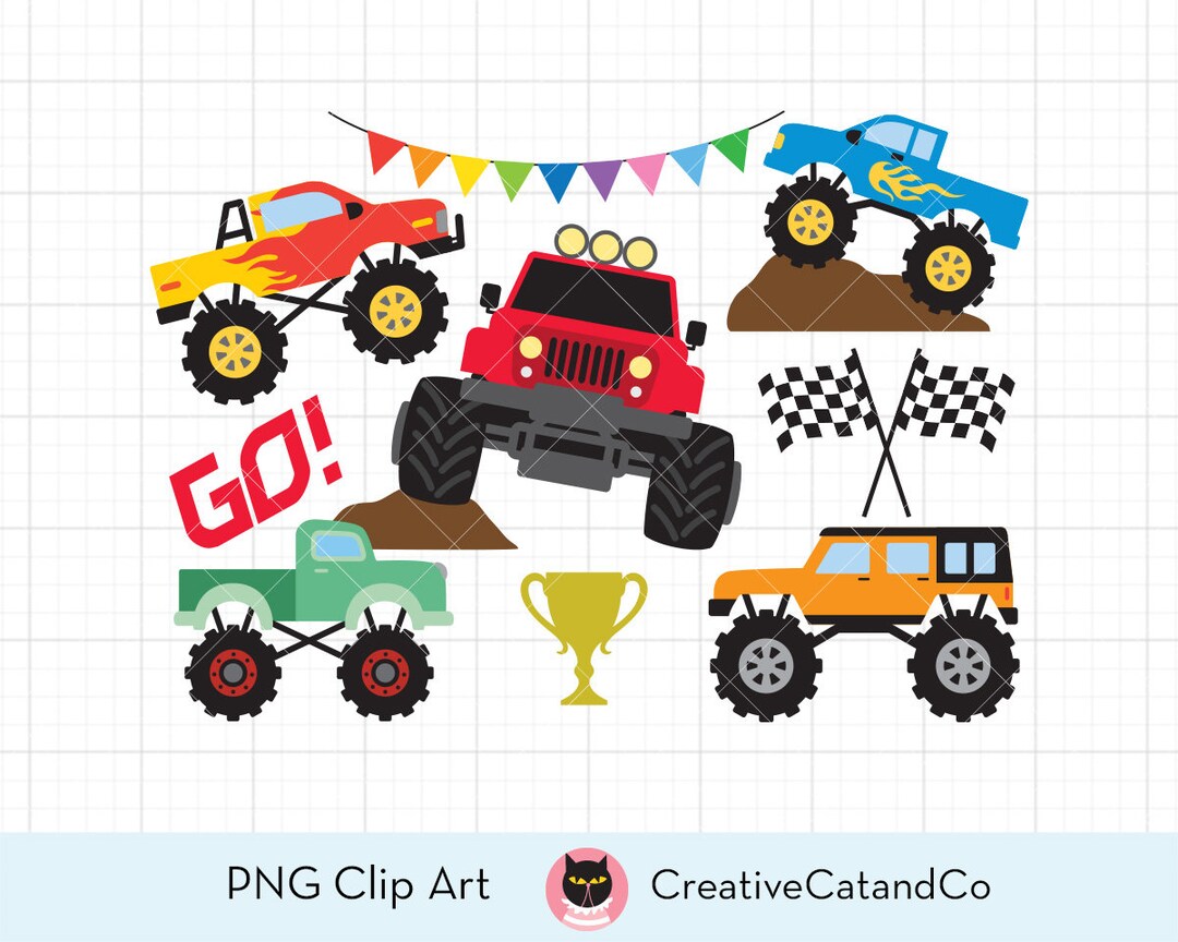 Monster Truck Clipart Big Truck Clip Art Car Racing Clipart Truck Set ...
