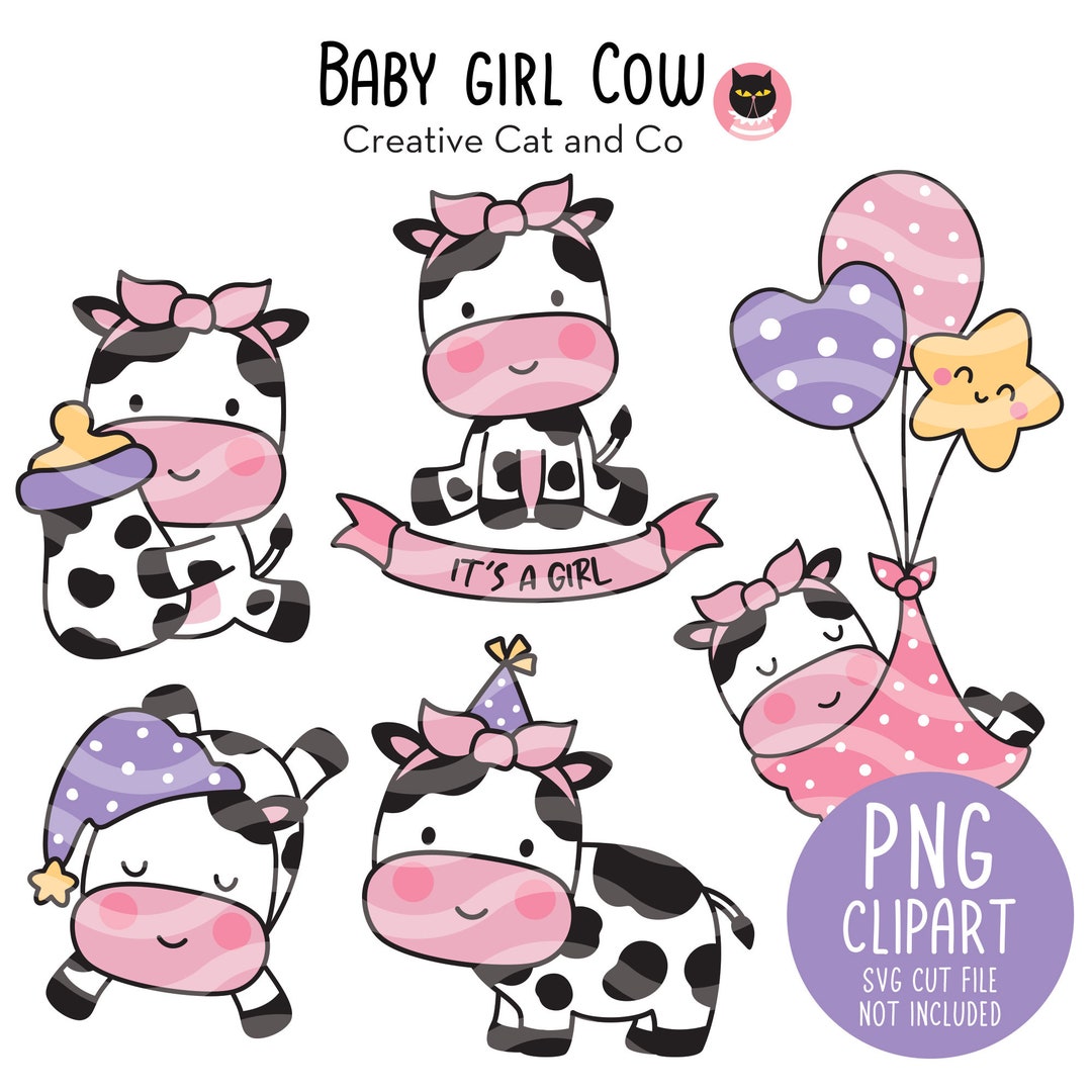 Baby Girl Shower PNG Clipart, It’s A Girl Cow, Cow Themed Baby Shower ...