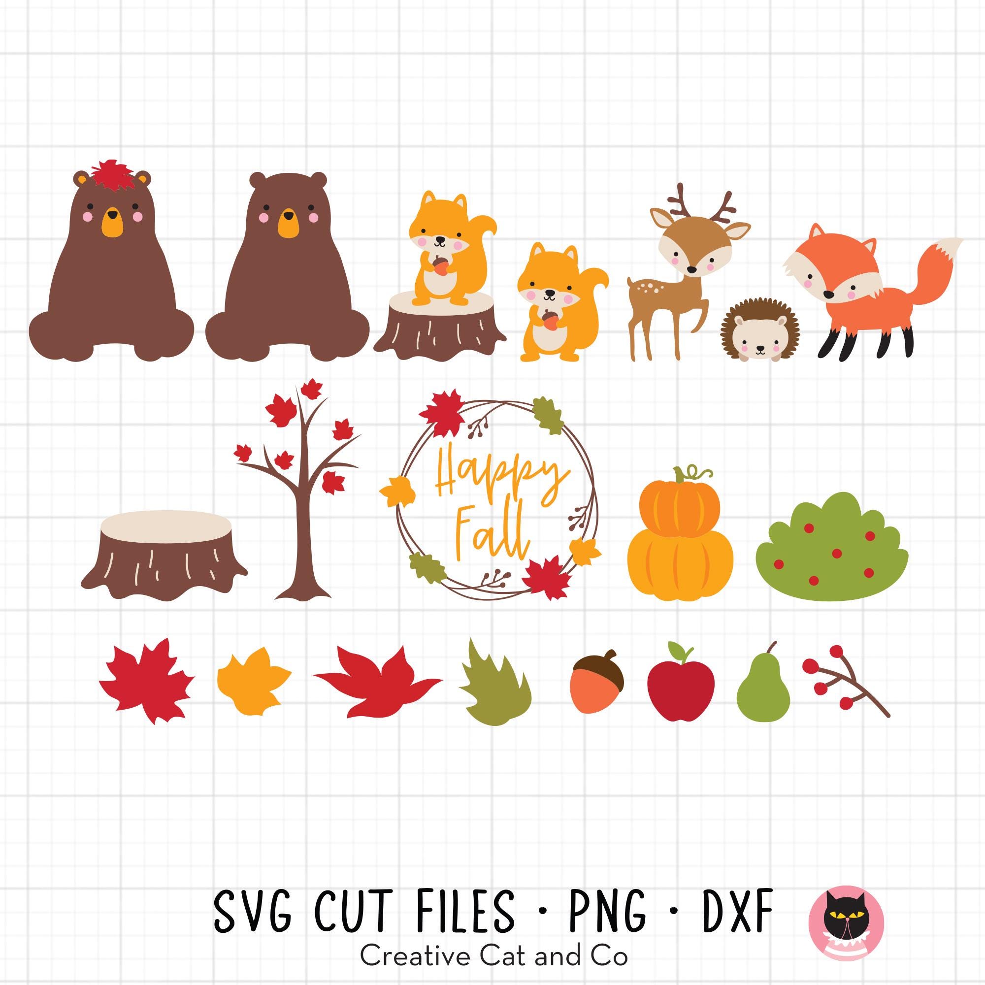 Fall Forest Animals SVG PNG DXF Clip Art Bundle | Cute Woodland Deer ...