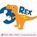 Three Rex SVG 3 Rex Svg 3rd Birthday Svg T Rex Dinosaur | Etsy