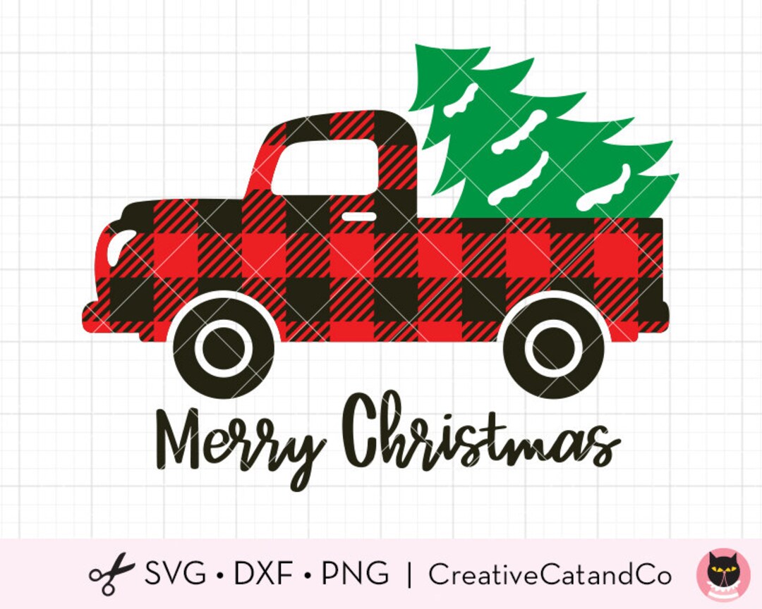 Buffalo Plaid Christmas Truck SVG DXF Classic Truck With Christmas Tree ...
