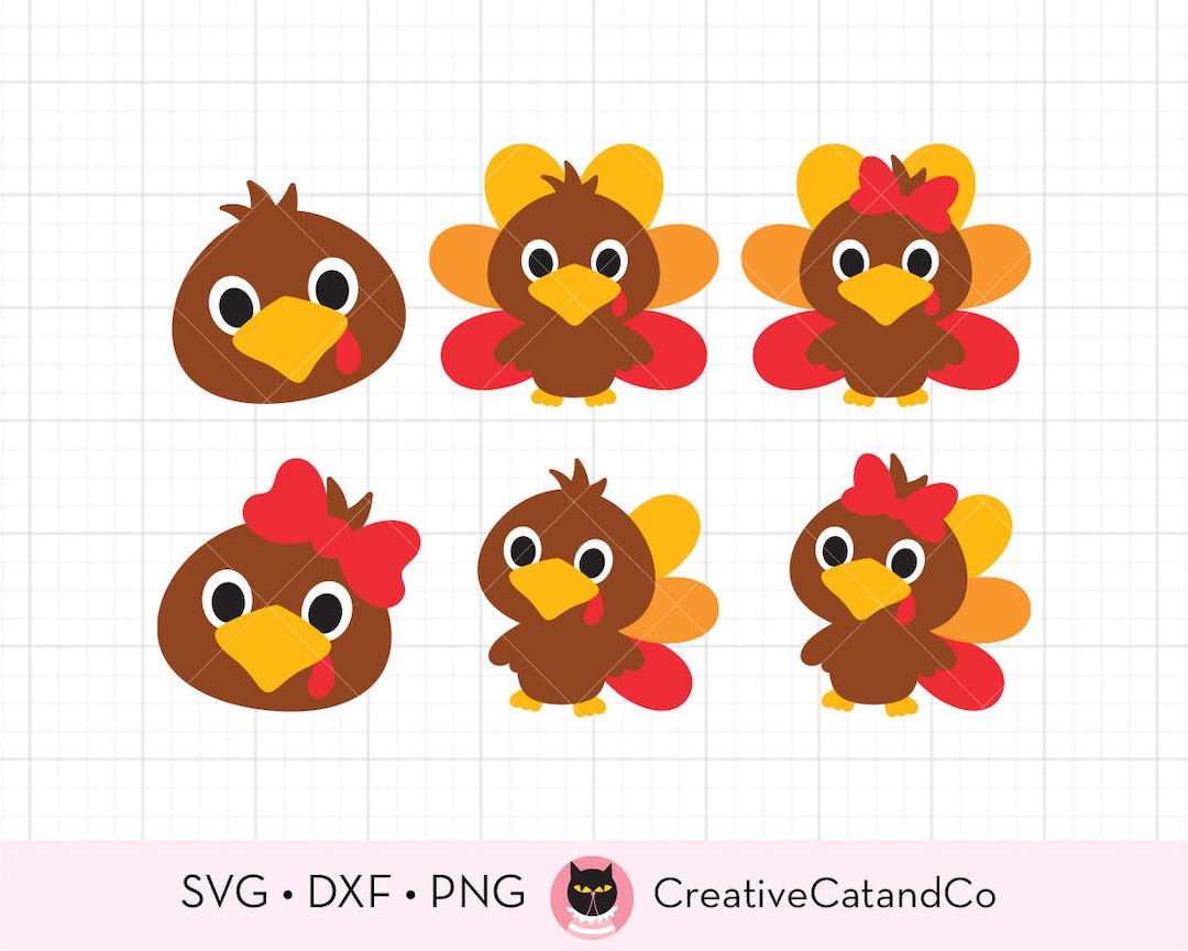 Cute Turkeys Svg, Baby Turkey Svg, Png, Clipart, Boy Girl Turkey Svg ...