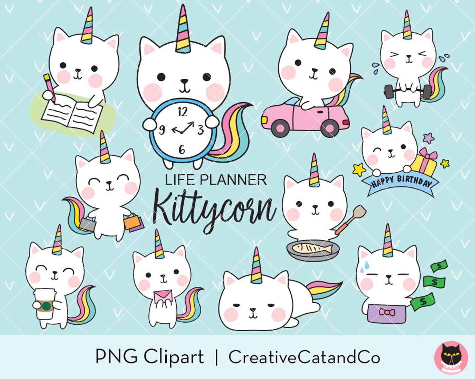 Caticorn Clipart Caticorn Planner Clipart Cat Unicorn Planner - Etsy
