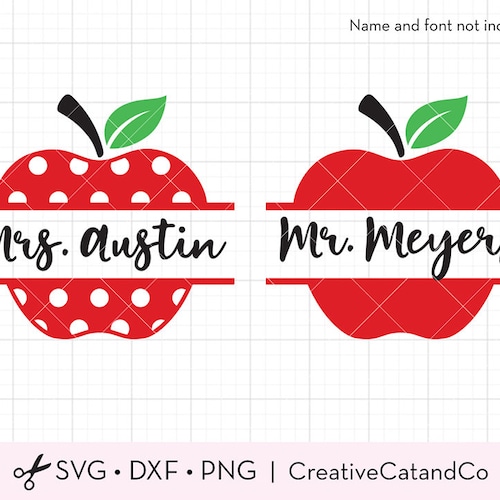 Split Apple Svg Teacher Apple Monogram Frame Svg Split Polka - Etsy