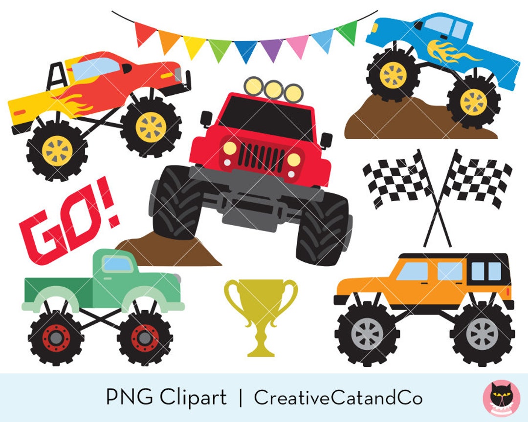 Monster Truck Clipart Big Truck Clip Art Car Racing Clipart Truck Set ...