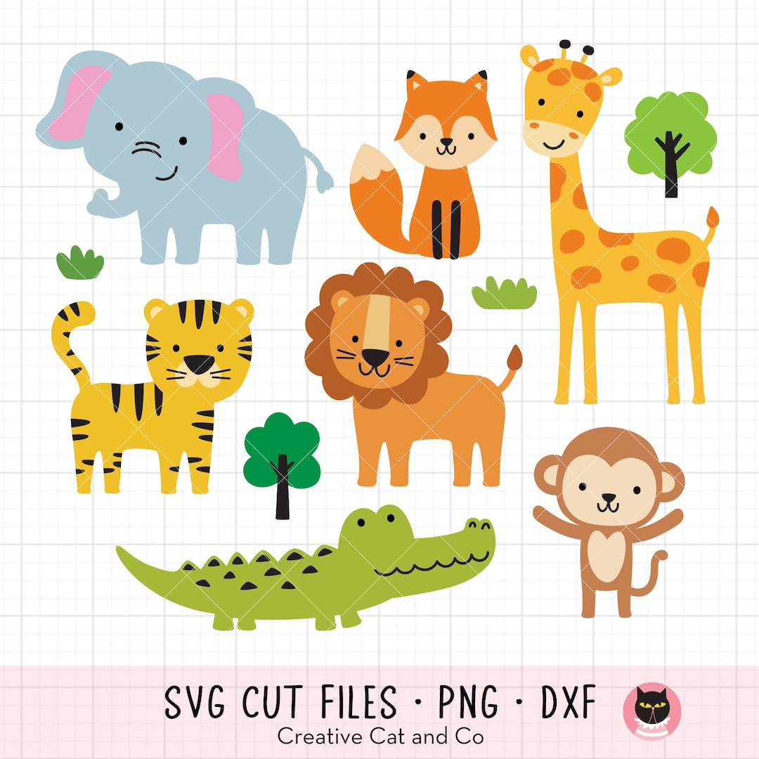 Jungle Animals SVG PNG Clipart Bundle - Wild Safari Lion, Tiger ...