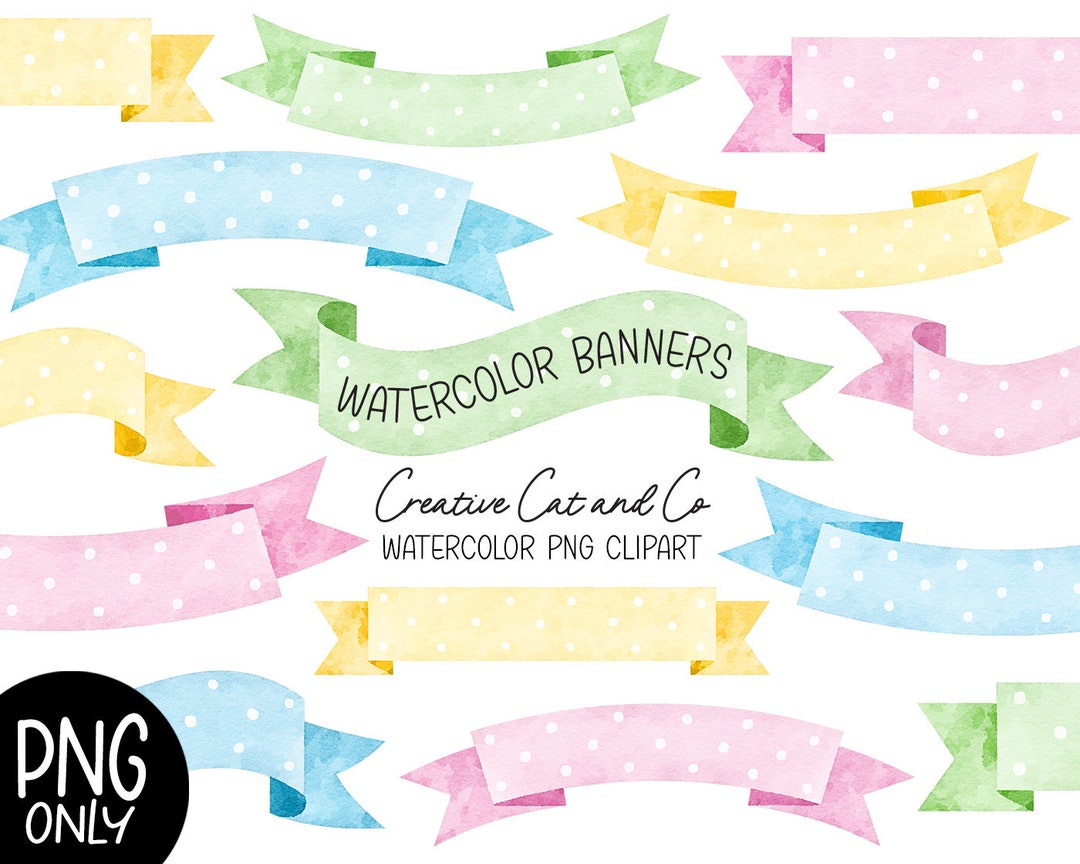 Watercolor Polka Dot Banners PNG Clipart, Ribbon Banners Clip Art ...