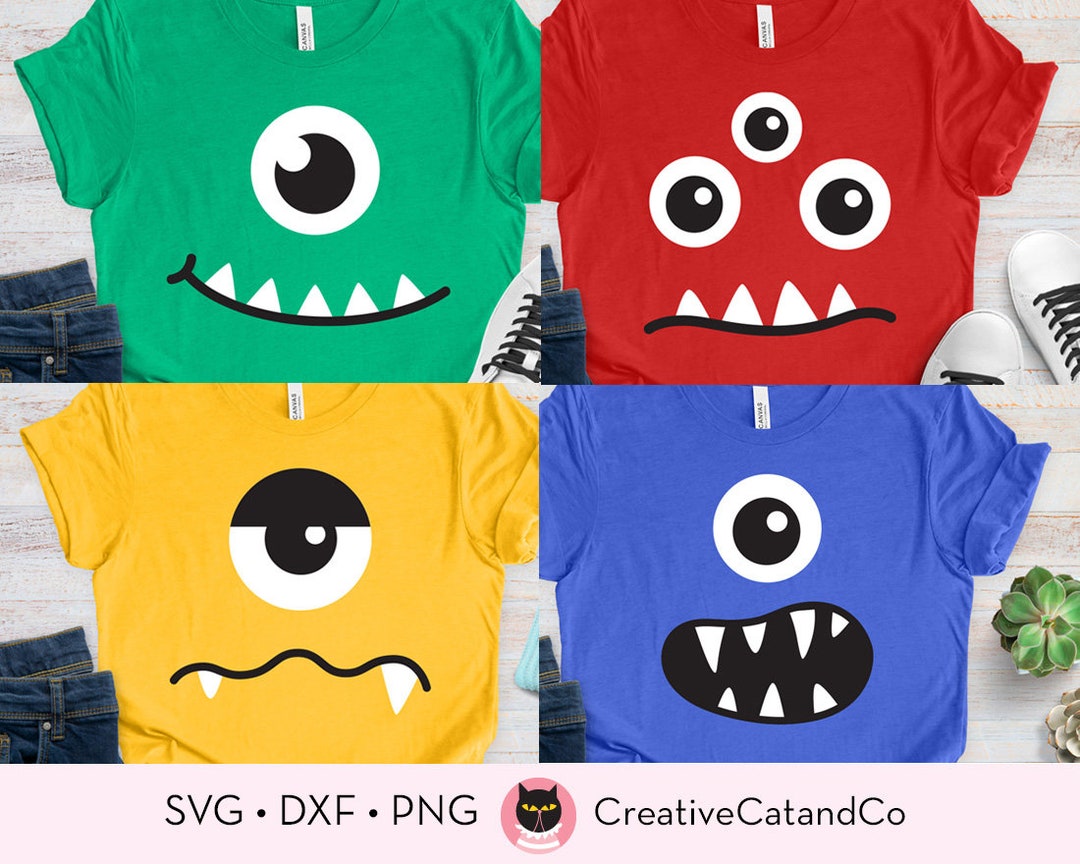 Cute Monster Faces Svg, Monster Eyes, Kid Halloween Monster Mini Bundle ...