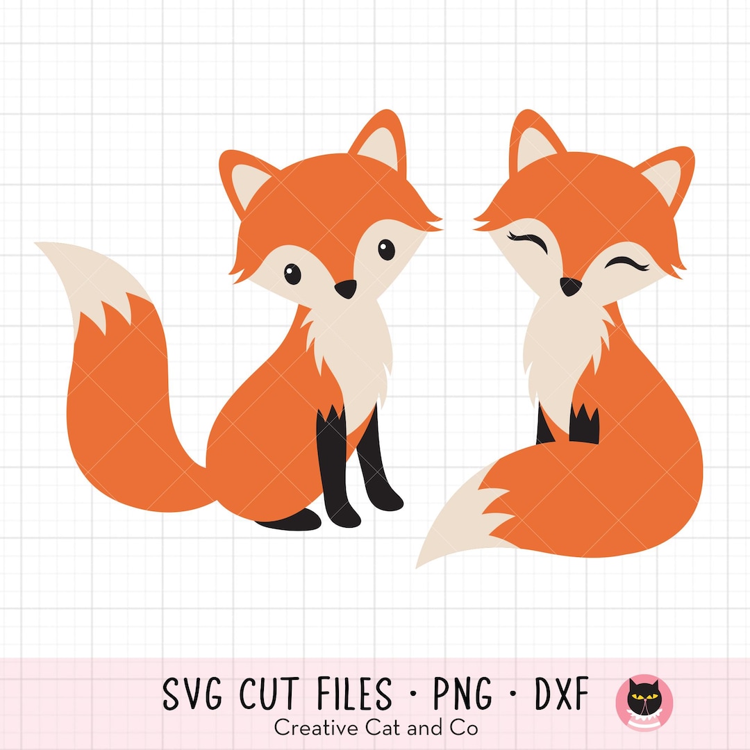 Sitting Foxes SVG PNG DXF Clipart | 2 Cute Fox Designs | Layered Svg ...