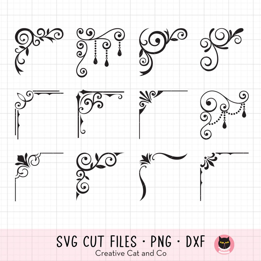Corner Frame SVG PNG Bundle, Decorative Corner Frame Svg, Page Corner ...