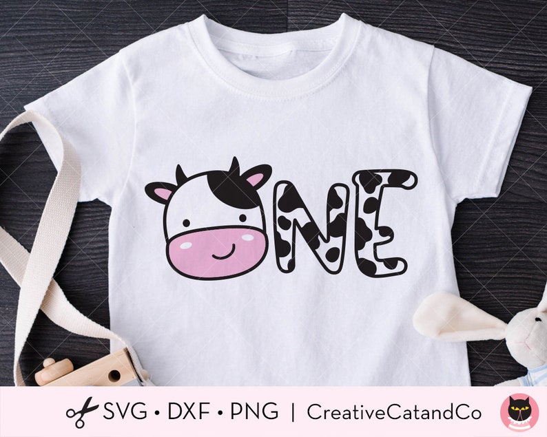 Cow One Birthday Svg Png Cute Cow 1st Birthday One Year Old - Etsy