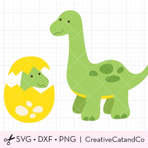 Dinosaur SVG Baby Brontosaurus Dinosaur Egg SVG DXF Cut Files - Etsy