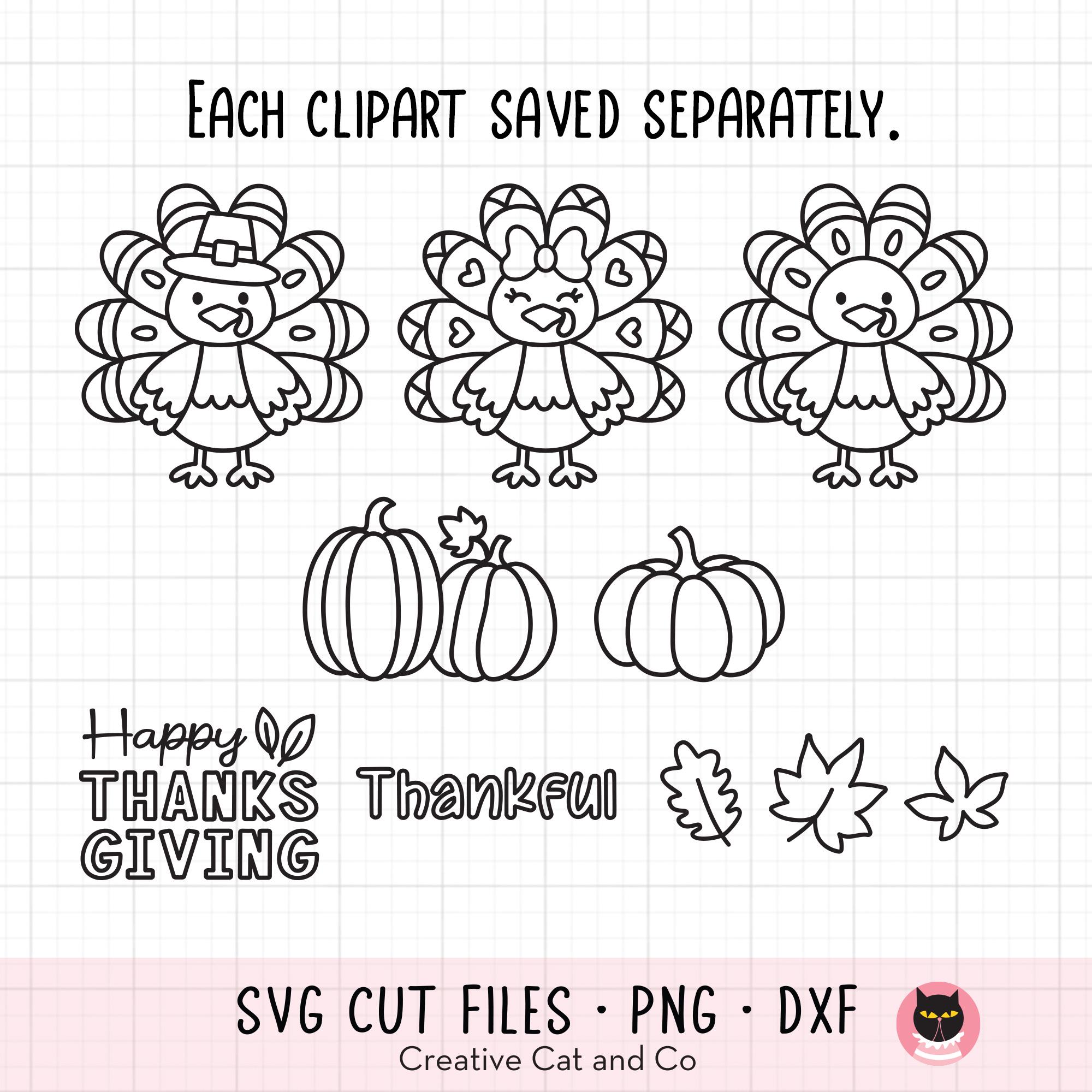 Fall Thanksgiving Turkey Outline Svg, Png, Clipart, Outlined Turkeys ...