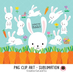 White Bunny Standing Clip Art - Etsy