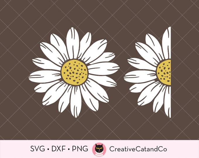 Daisy SVG, Daisy Split Svg, Flower Svg, Groovy Flower, Half Daisy Svg ...
