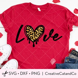 Love Heart Leopard Print SVG Dripping Heart With Animal Print Leopard ...