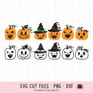 Halloween Jack O Lantern SVG PNG DXF Clip Art Set | Pumpkin Expressions ...