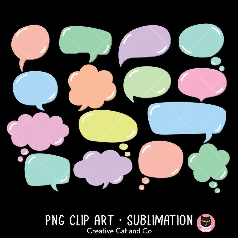 Speech Thought Bubble PNG Clipart Bundle, Comic Conversation Text ...