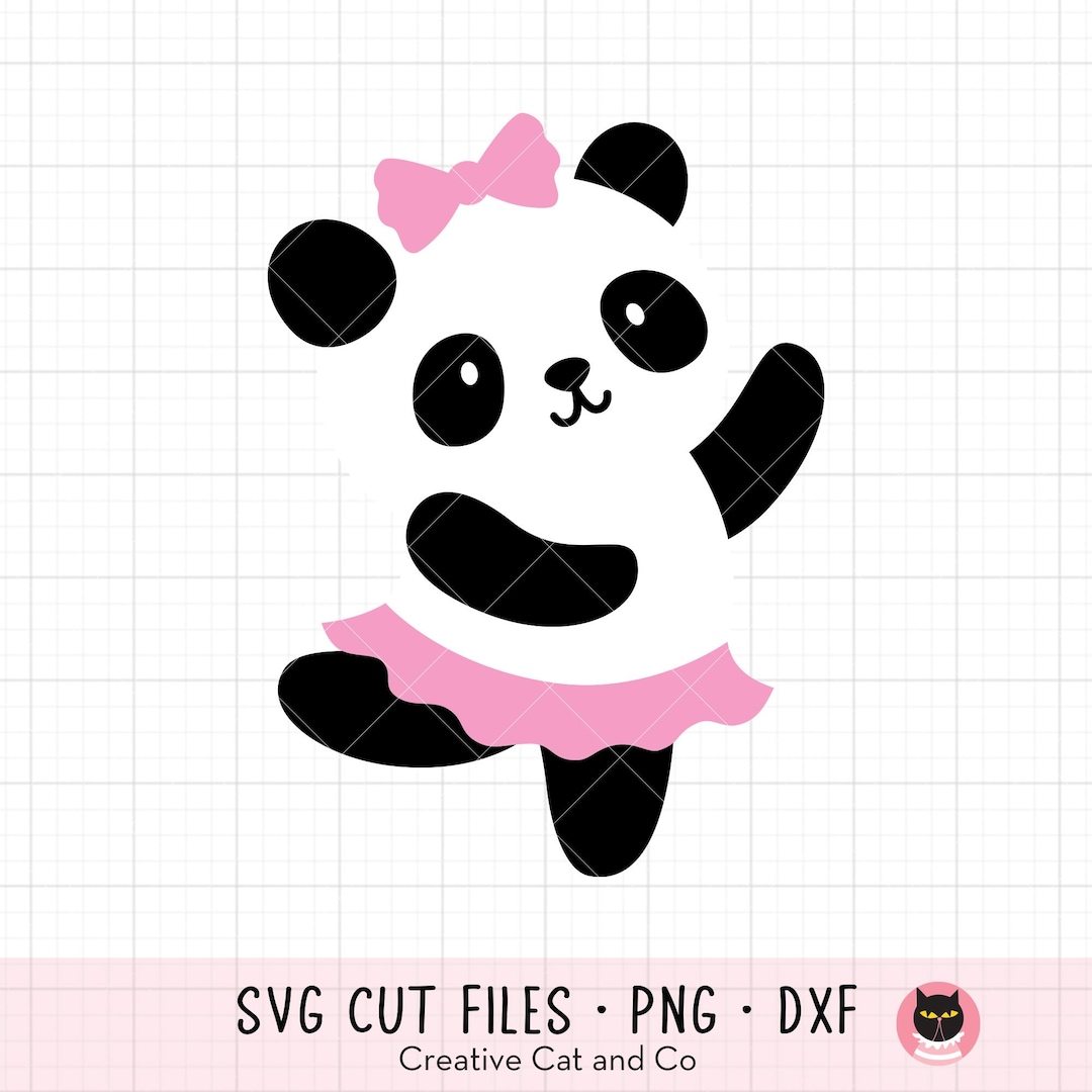 Dancing Panda With Tutu SVG, PNG, DXF - Ballerina Panda Clipart, Kid ...