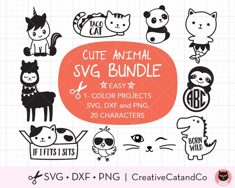 SVG Bundle Cute Baby Animal SVG DXF Bundle Unicorn Mermaid - Etsy