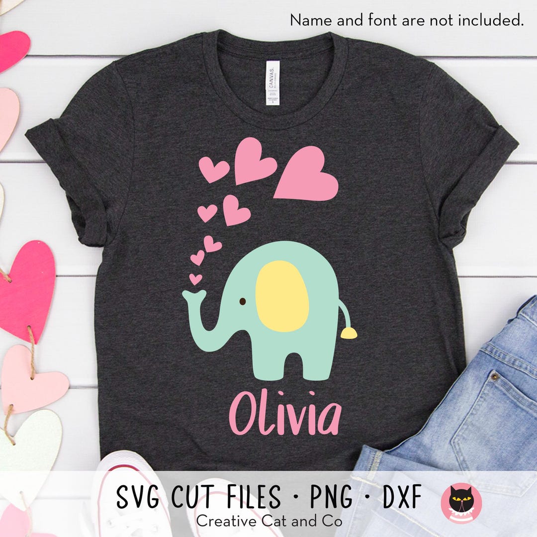 Elephant Valentine Heart SVG Files for Cricut or Silhouette Cute Baby ...