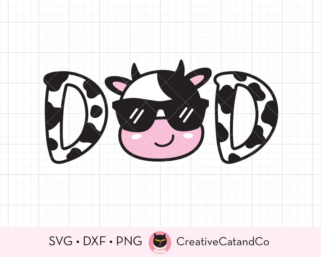 Cow Dad Svg, Cow Dad Png, Sublimation, Cow Dad Face With Sunglasses ...