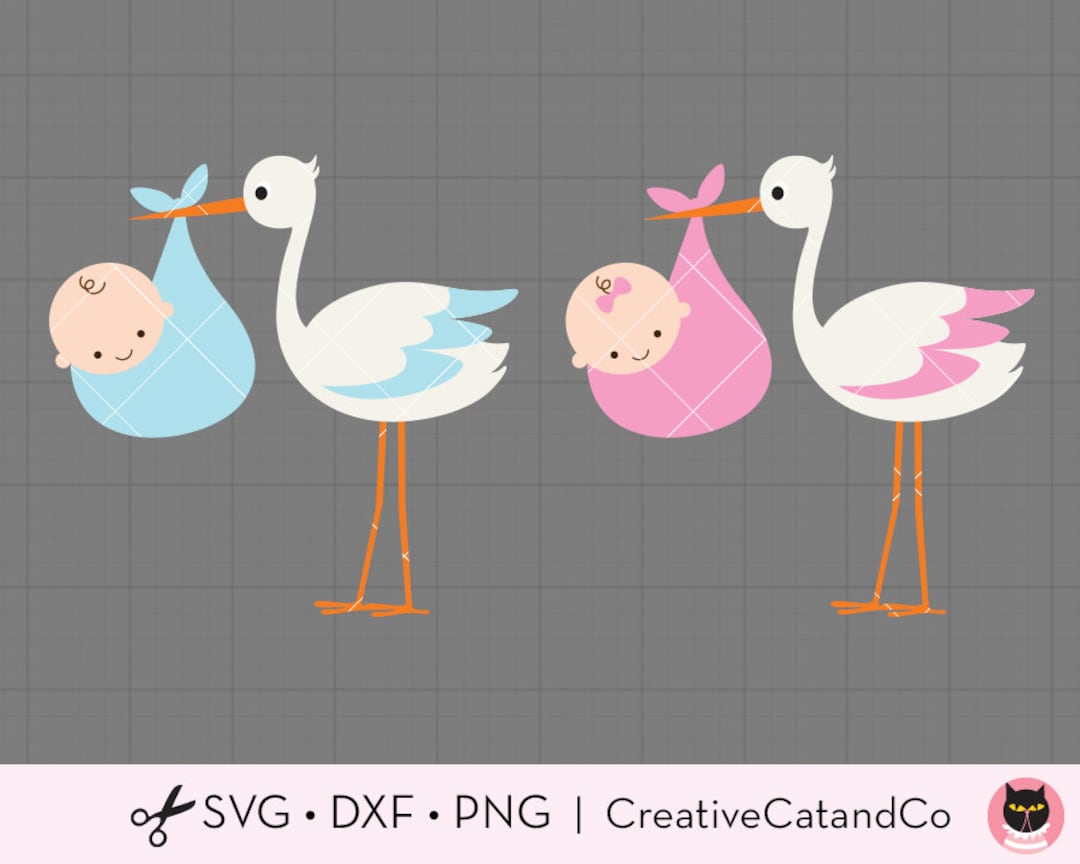 Baby and Stork SVG Files for Cricut or Silhouette Baby Shower Boy Girl ...