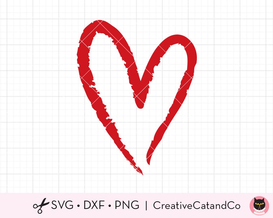 Distressed Heart SVG DXF Hand Drawn Ripped Torn Edge Valentine | Etsy