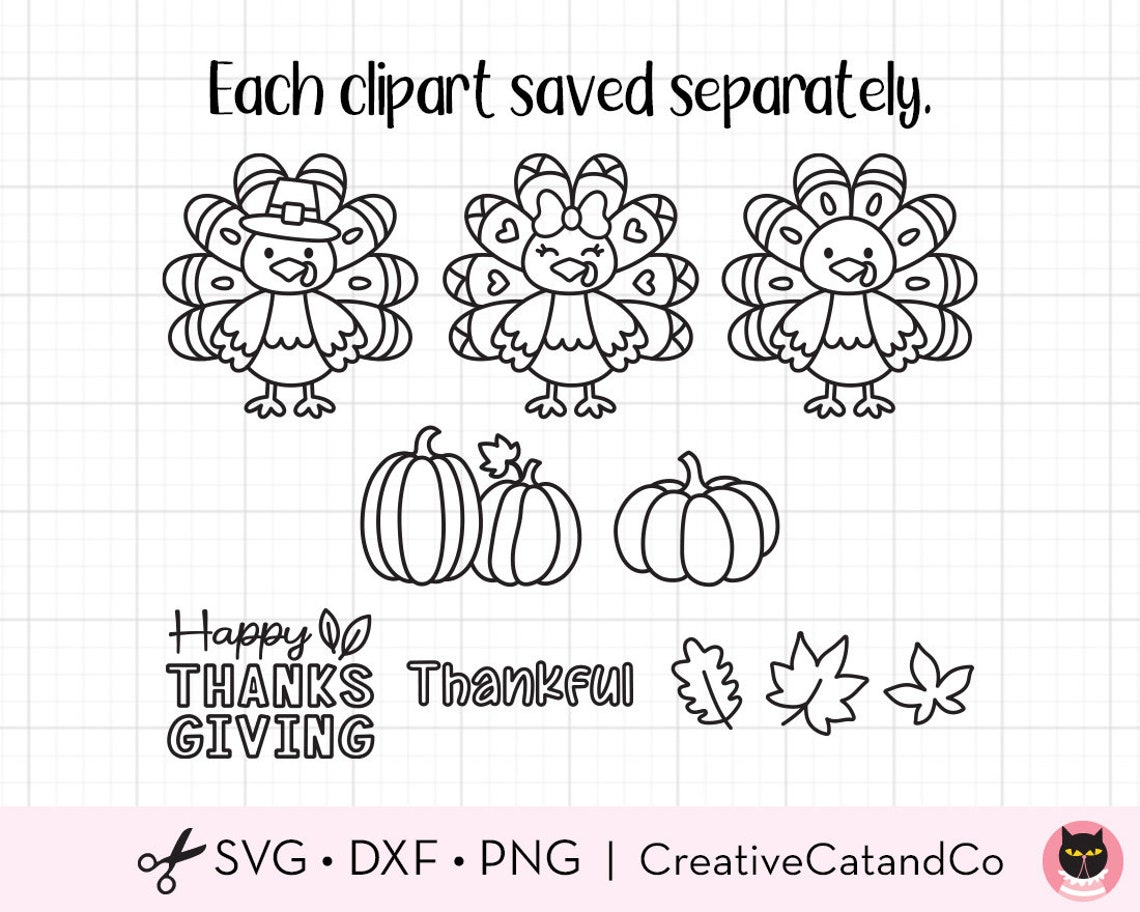 Fall Thanksgiving Turkey Outline Svg Png Clipart Outlined - Etsy