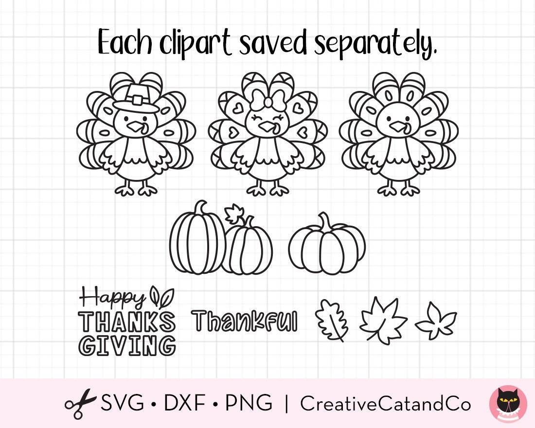 Fall Thanksgiving Turkey Outline Svg Png Clipart Outlined - Etsy