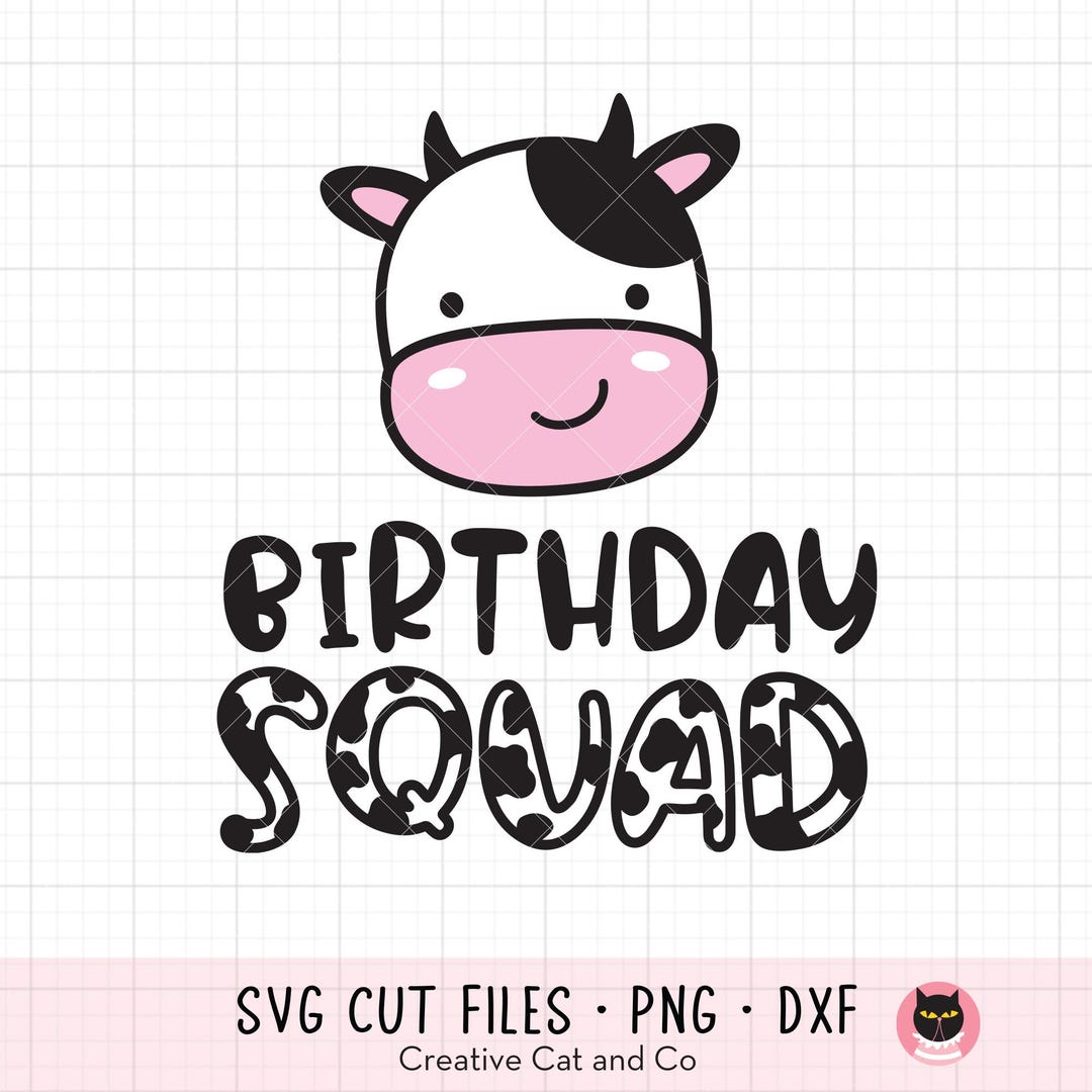 Cow Birthday Squad SVG PNG, Farm Animals Birthday T-shirt, Kids Party ...
