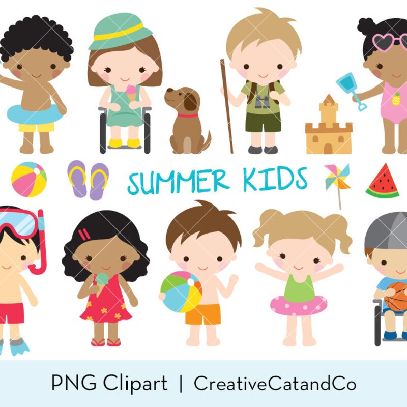 Kids Summer Clipart - Etsy
