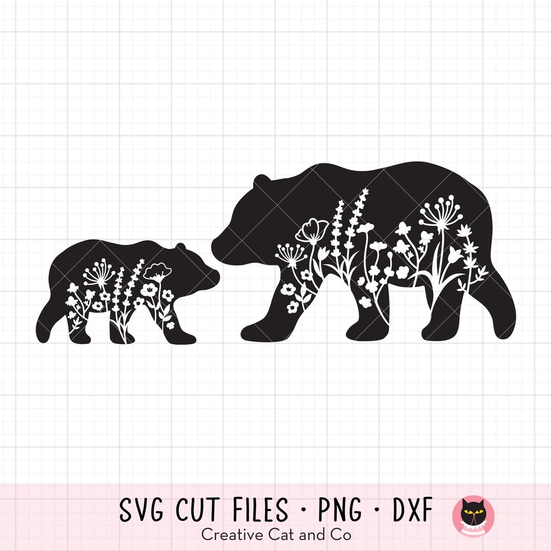 Silueta de mamá osa bebé SVG PNG, cachorro de mamá osa salvaje, clipart ...