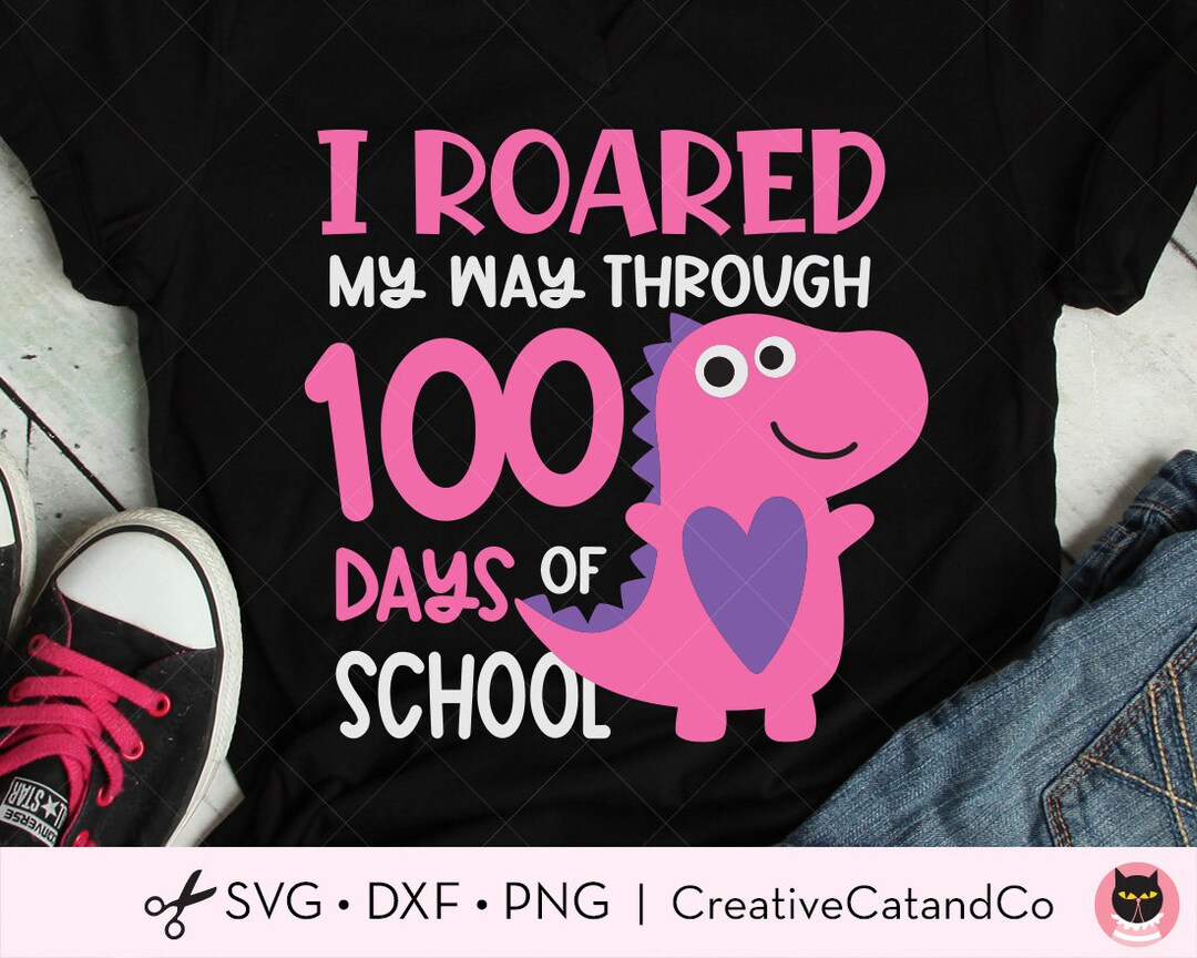 100 Days of School Dinosaur Svg, 100th Day of School, Girl Dinosaur ...