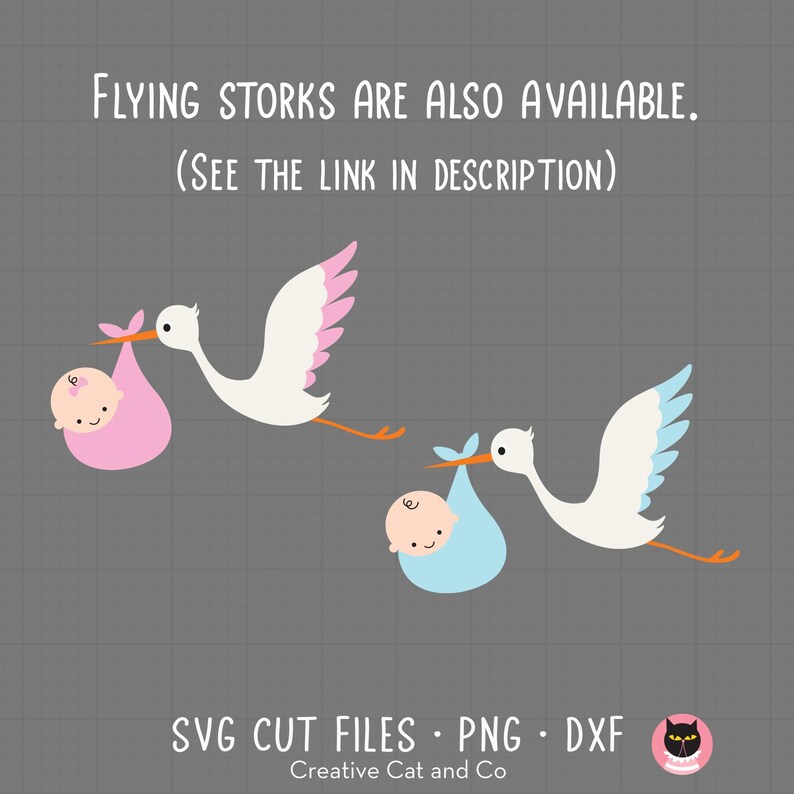 Baby and Stork SVG PNG Files for Cricut or Silhouette Baby Shower Boy ...