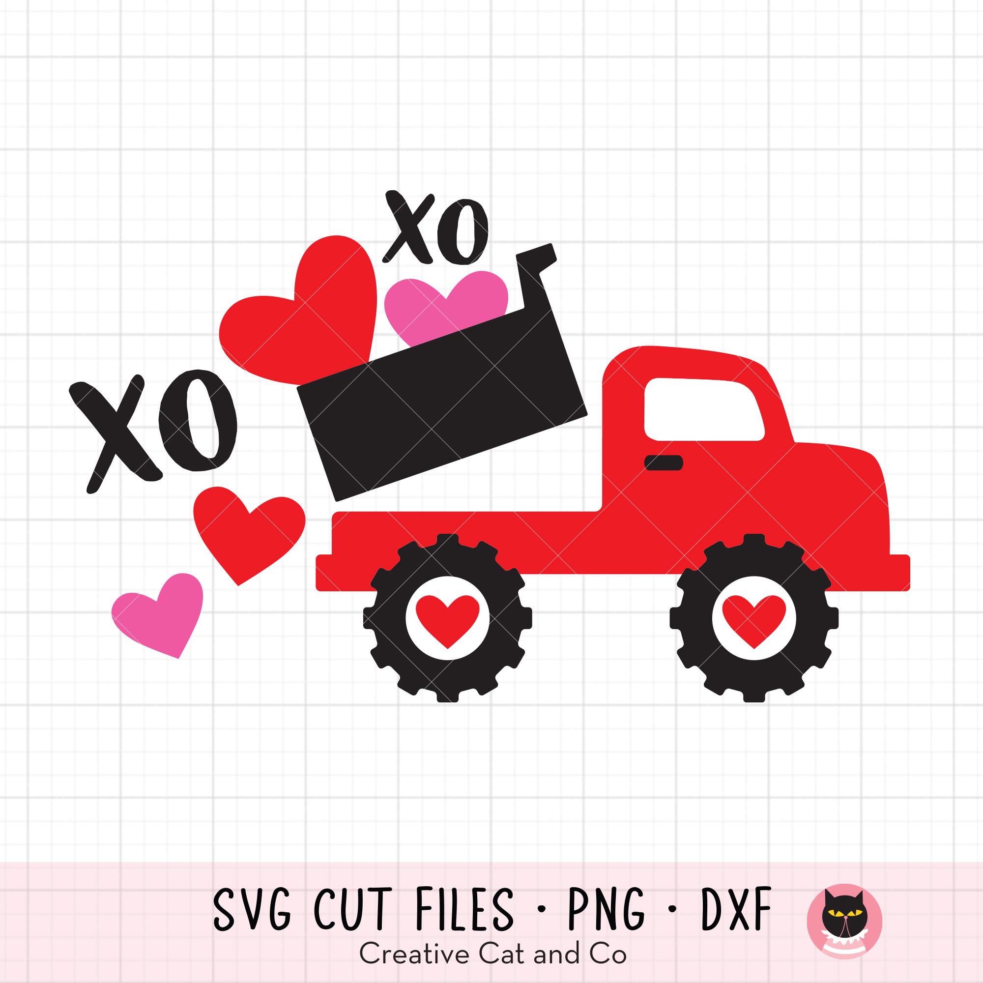 Valentine Truck SVG PNG DXF, Cute Valentine Truck With Heart ...