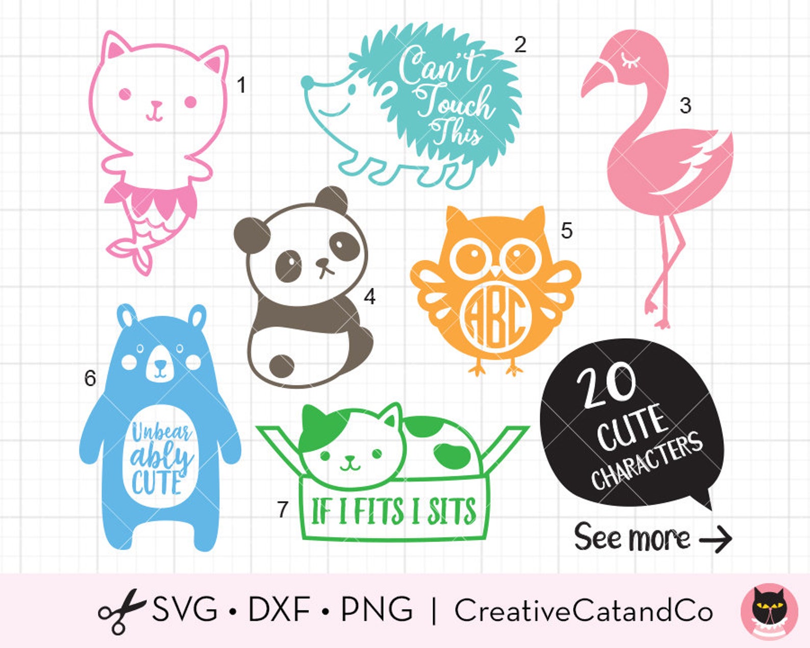 SVG Bundle Cute Baby Animal SVG DXF Bundle Unicorn Mermaid - Etsy